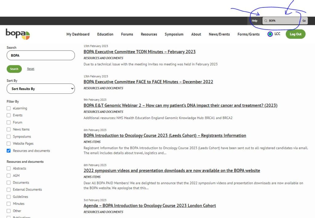 New Search Function on the BOPA website - BOPA