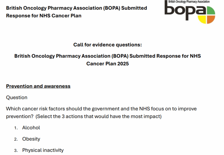 BOPA's Submission for the National Cancer Plan for England 2025 – Call for Evidence - BOPA